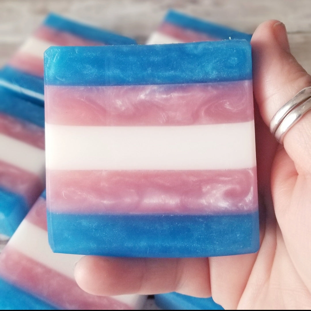 Trans Pride Soap Bar - LGBTQ+ Pride Flag Soap - Trevor Project Donation – Pretty Soap Co.